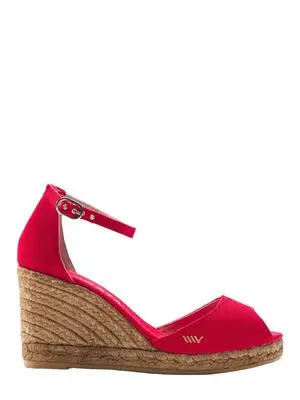 VISCATA Aiguafreda Canvas Espadrille Wedge Sandals - Red