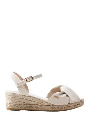 VISCATA Farella Canvas Espadrille Wedge Sandals - Beige