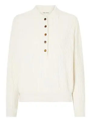 BLAZÉ MILANO Alegria Cable-knit Silk And Cotton-blend Polo Sweater - Neutrals