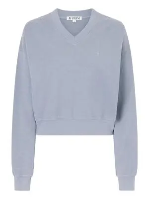 Eterne Embroidered Cotton-jersey Sweater - Blue