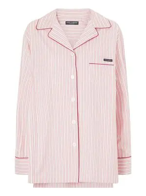 Dolce & Gabbana Striped Cotton And Silk-blend Poplin Shirt - Pink