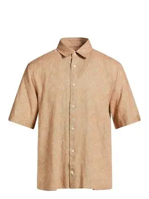 Frescobol Carioca Castro Printed Linen Shirt - Camel