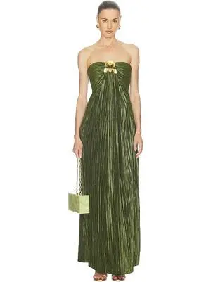 Cult Gaia Strapless Pleated Maxi Dress - Deep Pasture
