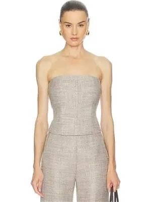 Smythe Structured Bustier Top - Taupe Tweed