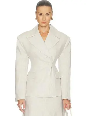 CAMILA COELHO Malena Linen Blazer - Tan