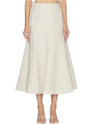 CAMILA COELHO Malena Linen Midi Skirt - Tan