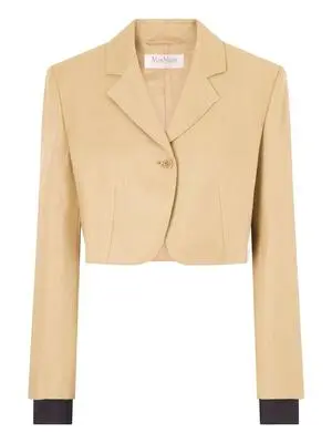 Max Mara Cropped Linen-Twill Blazer Sand