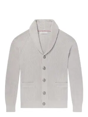 Brunello Cucinelli Shawl-collar Ribbed Cardigan - Neutrals