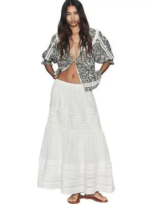 The Great. Victorian Cotton Maxi Skirt - White
