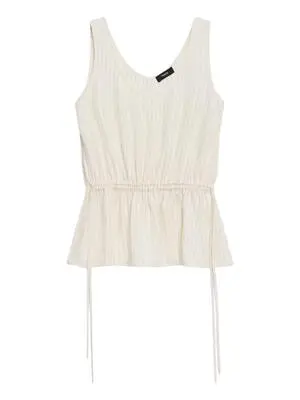 Theory Washed Twill Stripe Drawstring Tank Top - Neutral