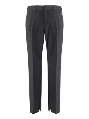 Celine Trousers Straight Fit Striped Wool Flannel - Grey