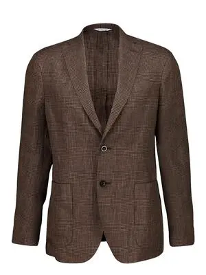 Boglioli Checked Linen Blazer - Brown