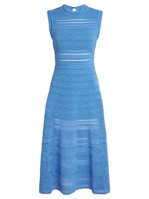 Maje Pointelle-knit Midi Dress - Blue