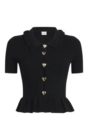 Claudie Pierlot Knitted Peplum Sweater - Black