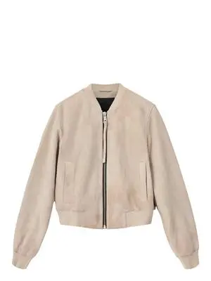 ALLSAINTS Suede Bomber Jacket - Grey