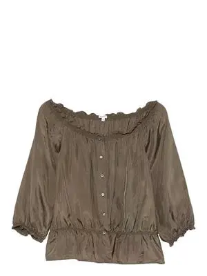 Aspesi Ruffled Button Blouse - Green