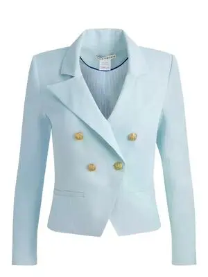 Alice + Olivia Sable Double-breasted Cropped Blazer - Blue