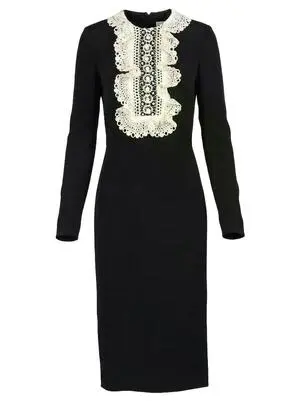 Valentino Garavani Ruffled Lace Midi Dress - Black