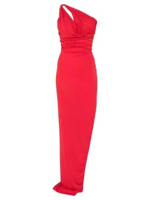 Rick Owens Aaliyah One-shoulder Draped Maxi Gown - Red