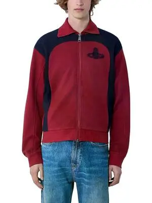VIVIENNE WESTWOOD Embroidered Panelled Zip-up Sweatshirt - Red