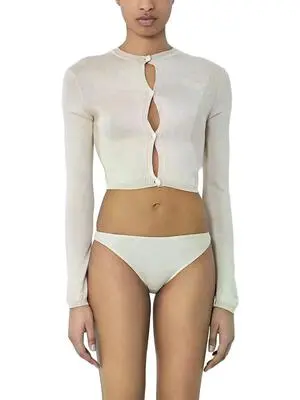 SKIN SERIES Button Cropped Cardigan - Neutrals