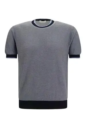 PIACENZA CASHMERE 1733 Cotton Short-sleeve Sweater - Blue