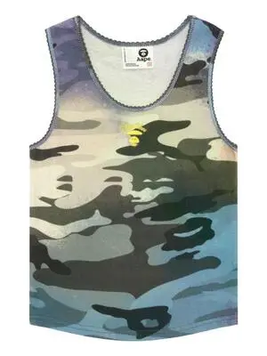 AAPE BY *A BATHING APE Camouflage Embroidered Vest - Blue