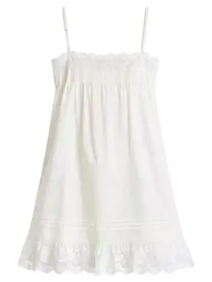 Saint Laurent Lace Trim Mini Dress - White