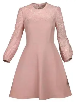 Valentino Garavani Lace-sleeve Mini Dress - Pink