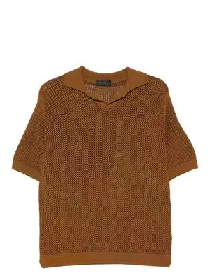 Tagliatore Open Knit T-shirt - Brown