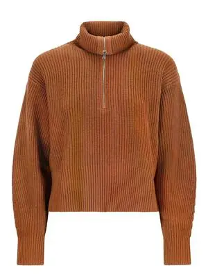 Max Mara Zip-Up Roll-Neck Jumper Brown