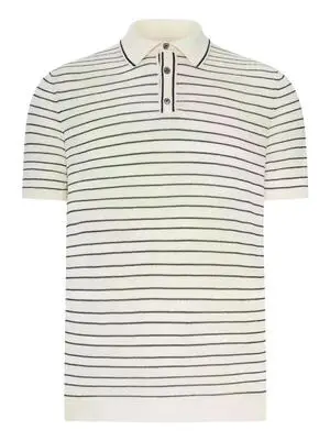 ROBERTO COLLINA Striped Knitted Polo Shirt - Neutrals