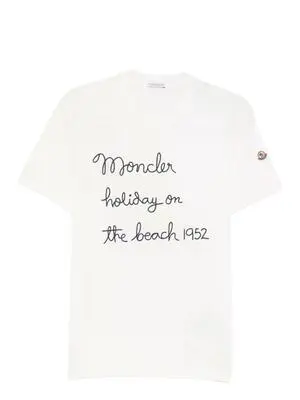 Moncler Logo-embroidered T-shirt - Neutrals
