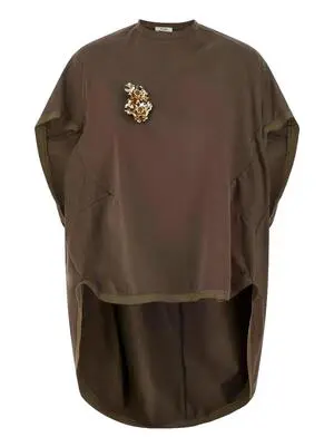 DI.LA3 PARI' Grosgrain Brooch T-shirt - Brown