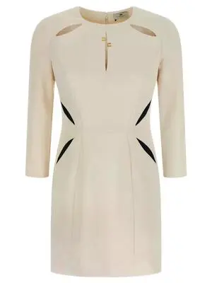 Elisabetta Franchi Cut-Out Mini Dress Neutrals