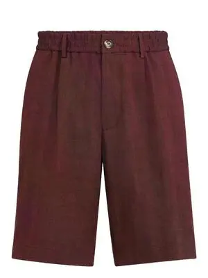 Brunello Cucinelli Linen And Virgin Wool Chevron Bermuda Shorts - Red