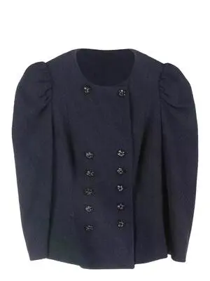 Moschino Double-breasted Puffed-sleeve Jacket - Blue