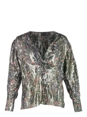 IRO PARIS Milana Printed Wrap Top - Black