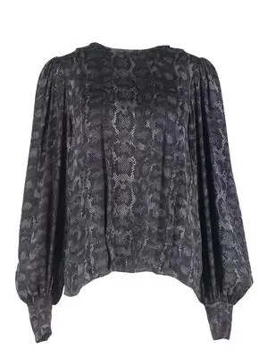 ANINE BING ANINE BING Renee Python-print Balloon-sleeve Top