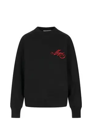 MSGM Embroidered Logo Crew-Neck Sweatshirt Black