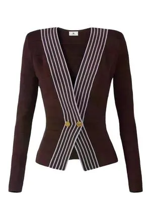 Elisabetta Franchi Striped Knit Cardigan - Brown