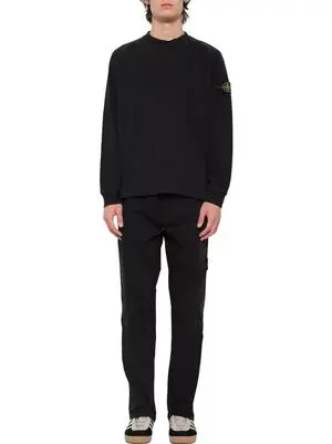 Stone Island 6100030 Heavy Organic Cotton Jersey Oversized-fit Crewneck Sweatshirt With Raglan Sleeves - Black