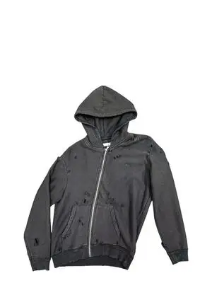 Commission Distressed Zip-up Hoodie - Grey