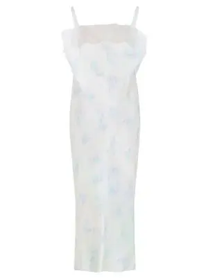 Carven Floral-print Lace-trim Midi Dress - Neutrals