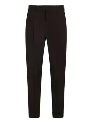 GTA Button-fastening Pleated Roll-up Cotton Trousers - Brown