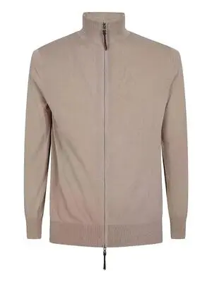 BALLANTYNE Zip-Up Cardigan Neutrals