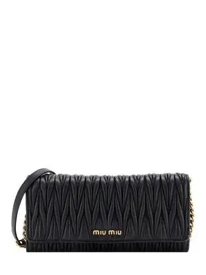Miu Miu Flap Matelasse Leather Small Crossbody Bag - Black