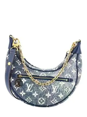 LOUIS VUITTON Loop Handbag Monogram Jacquard Denim Hobo Bag Blue