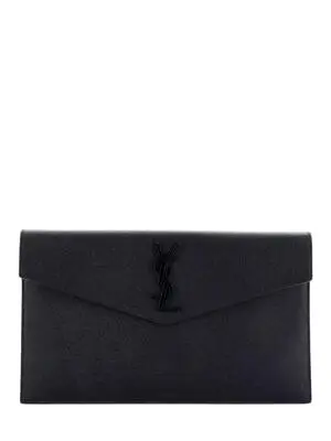 Saint Laurent Uptown Pouch Leather Clutch Bag - Black