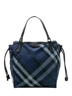 Burberry Supernova Check Nylon Buckleigh Tote Bag - Blue
